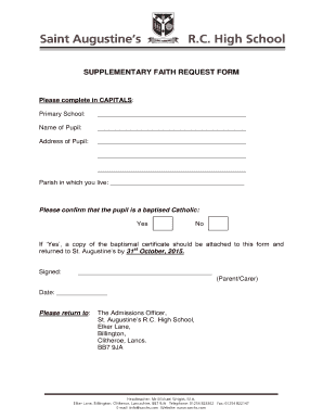 Fillable Online SUPPLEMENTARY FAITH REQUEST FORM Fax Email Print ...