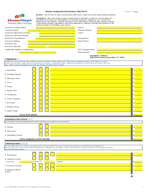 Fillable Online Broker InspectionContractor Bid Form Fax Email Print ...