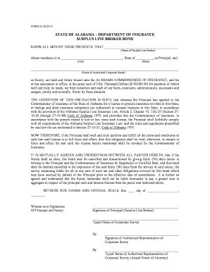 Fillable Online STATE OF ALABAMA DEPARTMENT OF INSURANCE SURPLUS LINE ...