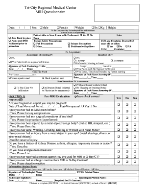 Fillable Online tcrmc Tri-City Regional Medical Center MRI ...