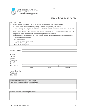 Fillable Online Book Proposal Form - OMF Literature Fax Email Print ...