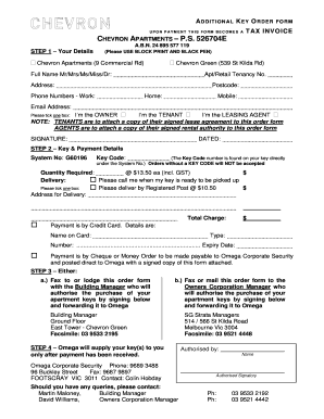 Fillable Online UPON PAYMENT THIS FORM BECOMES A TAX INVOICE CHEVRON ...