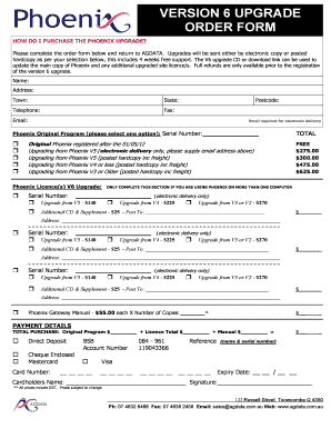 Fillable Online VERSION 6 UPGRADE ORDER FORM - bagdatabbcombau Fax ...