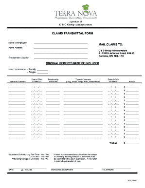 Fillable Online ccinsurance CLAIMS TRANSMITTAL FORM MAIL CLAIMS TO ...