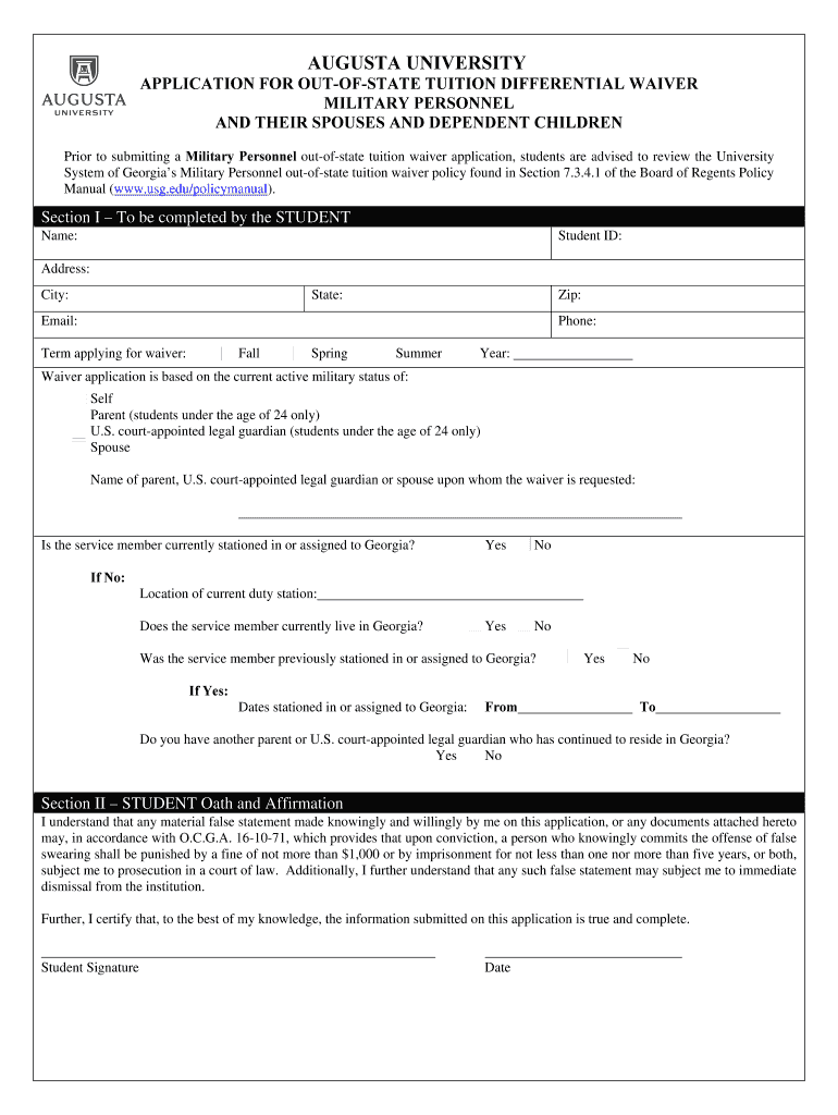 Fillable Online Military Personnel Waiver Application-FILLABLE ...