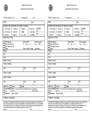 Fillable Online Official CKC Entry Form OBEDIENCE ENTRY FORM Fax Email ...