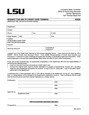 Fillable Online lsu Request for Use of Credit Card Terminal - Louisiana ...