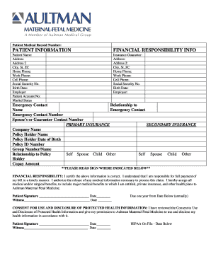 Fillable Online Patient Medical Record Number PATIENT INFORMATION Fax ...