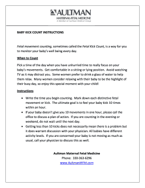 Fillable Online BABY KICK COUNT INSTRUCTIONS Fax Email Print - pdfFiller
