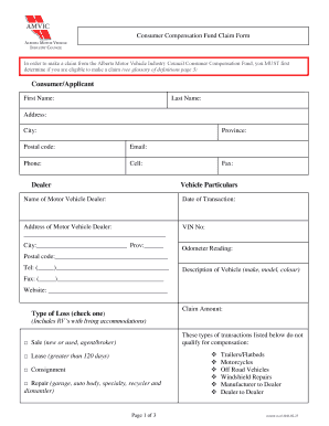 Fillable Online amvic Compensation Fund bClaimb Form - AMVICorg - amvic ...