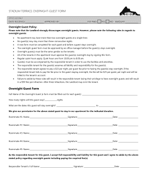 Fillable Online STADIUM TERRACE OVERNIGHT-GUEST FORM Fax Email Print ...