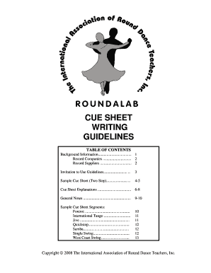 Fillable Online roundalab CUE SHEET - roundalab Fax Email Print - pdfFiller