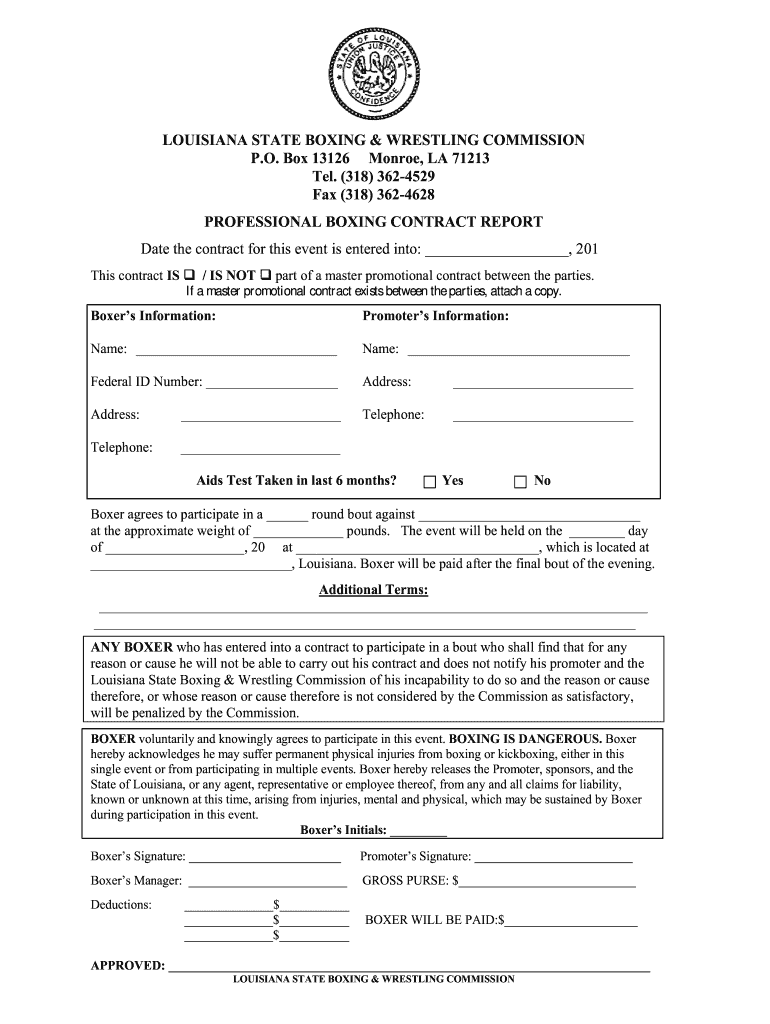 Fight Contract Fill Online Printable Fillable Blank PdfFiller