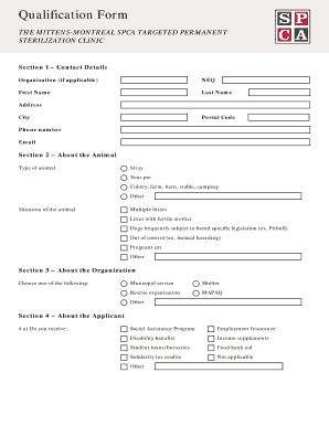 Fillable Online Qualification Form - bSPCAb Fax Email Print - pdfFiller