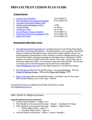 Fillable Online PRIVATE PILOT LESSON PLAN GUIDE Fax Email Print - pdfFiller