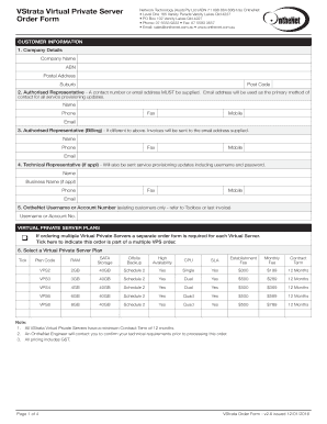 Fillable Online BVStratab Virtual Private Server Order Form Fax Email ...