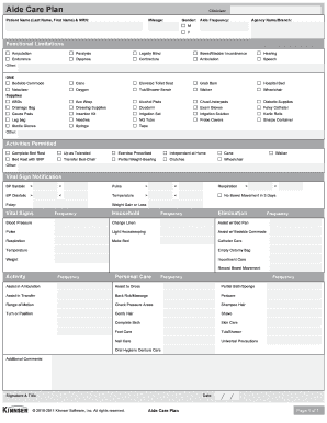 Fillable Online Aide Care Plan Fax Email Print - pdfFiller