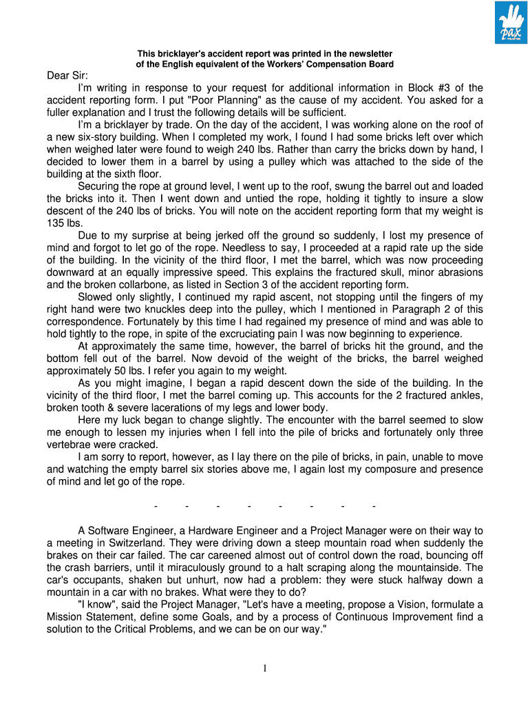 Bricklayers Accident Report - Fill Online, Printable, Fillable, Blank ...