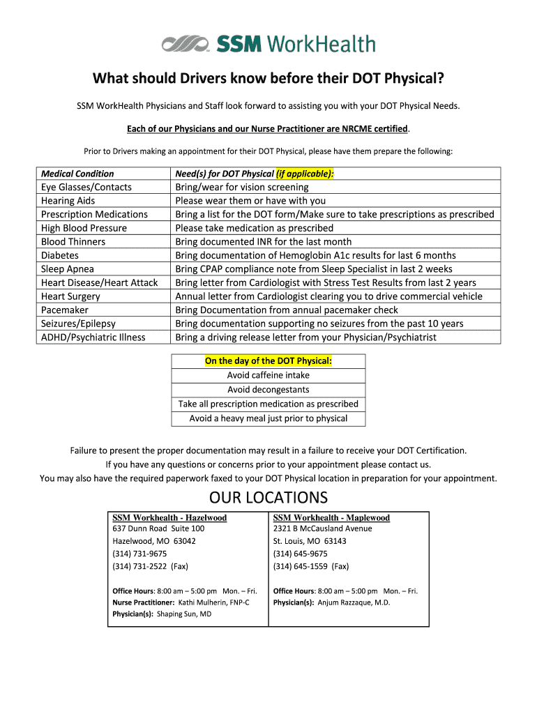 Fillable Online What should Drivers know before their DOT Physical Fax ...