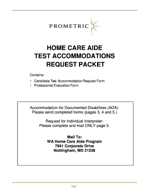 Fillable Online ADA/Test Accommodations Form - Prometric Fax Email ...