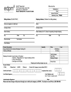 Fillable Online EDPM Training Order Form Fax Email Print - pdfFiller