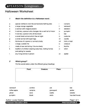Fillable Online Halloween Worksheet - Longman Fax Email Print - pdfFiller