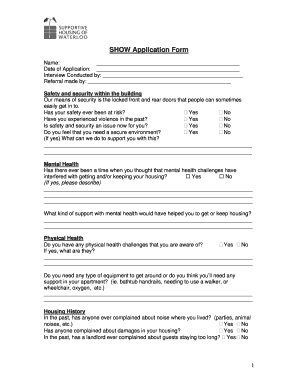 Fillable Online showaterloo SHOW Application Form - showaterloo Fax ...