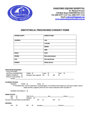 Fillable Online OBSTETRICAL PROCEDURES CONSENT FORM - Oakford Equine ...