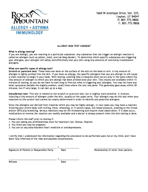 Fillable Online Allergy Skin Test Consent - Rocky Mountain Allergy ...