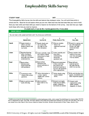 Fillable Online Employability Skills Survey - intoCareers Fax Email ...