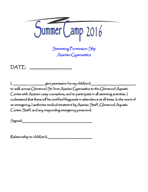 Swimming Permission Letter - Fill Online, Printable, Fillable, Blank ...