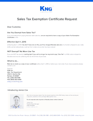 Fillable Online Sales Tax Exemption Certificate Request Fax Email Print ...