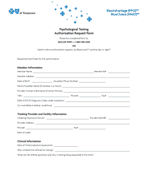 Fillable Online Psychological Testing Authorization Request Form ...