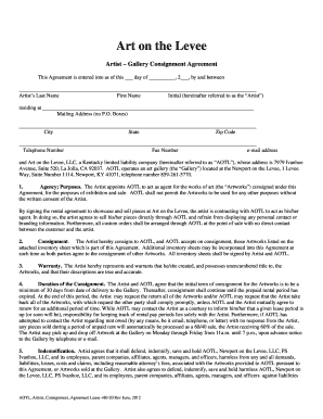 Fillable Online Artist Gallery Consignment Agreement Fax Email Print ...