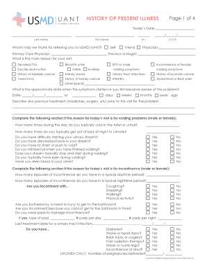 Fillable Online History of present illness - USMD Prostate Cancer ...