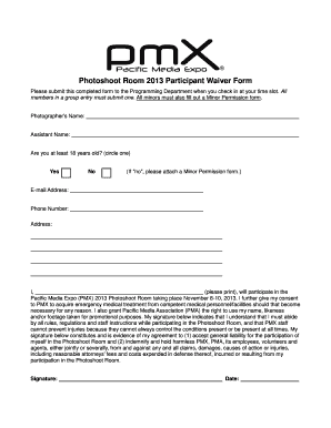 Fillable Online pacificmediaexpo Photoshoot Room 2013 Participant ...
