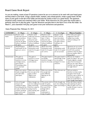 Fillable Online Board Game Book Report Fax Email Print - pdfFiller