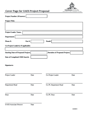 Fillable Online Cover Page for UAES Project Proposal Fax Email Print ...