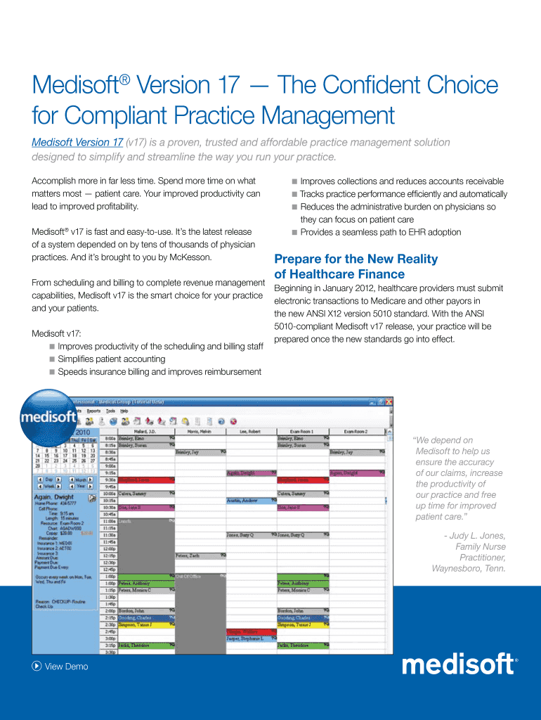 Fillable Online Medisoft Version 17 - McKesson Fax Email Print - pdfFiller