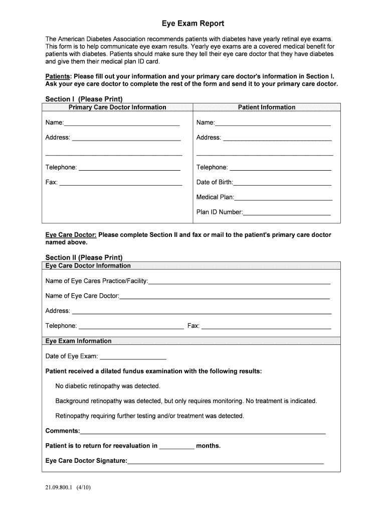 Fillable Online Eye Exams for People with Diabetes - Diabetes Pro Fax ...