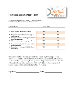 Fillable Online Flu Vaccination Consent Form - Louisville Lifestyle ...