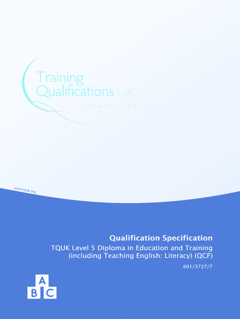 Fillable Online tquk Qualification Specification - Training ...