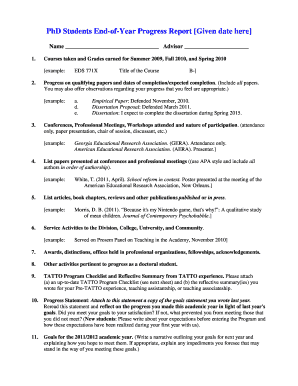 Fillable Online des emory PhD Students End-of-Year Progress Report ...