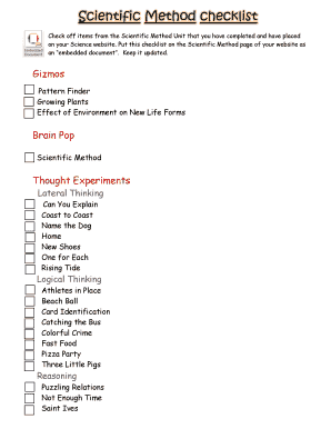 Fillable Online Scientific Method checklist - myscience8com Fax Email Print - pdfFiller