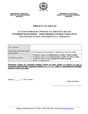 Prijava Na Oglas Obrazac - Fill Online, Printable, Fillable, Blank | pdfFiller