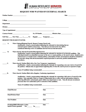 Fillable Online csueastbay Request for Waiver of External Search Form ...