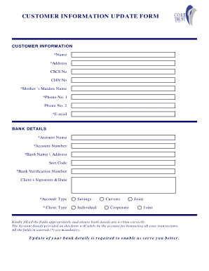 Fillable Online CUSTOMER INFORMATION UPDATE FORM - Core Trust and Fax ...