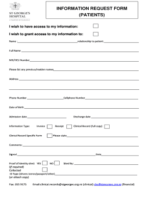 Fillable Online stgeorges org Clinical Records Request Form Patients ...