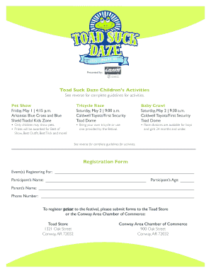 Fillable Online toadsuck Toad Suck Daze Childrens Activities - toadsuck Fax Email Print - pdfFiller