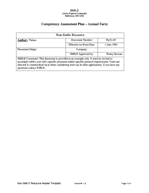Fillable Online resources psmile Competency Assessment Plan Annual Form ...